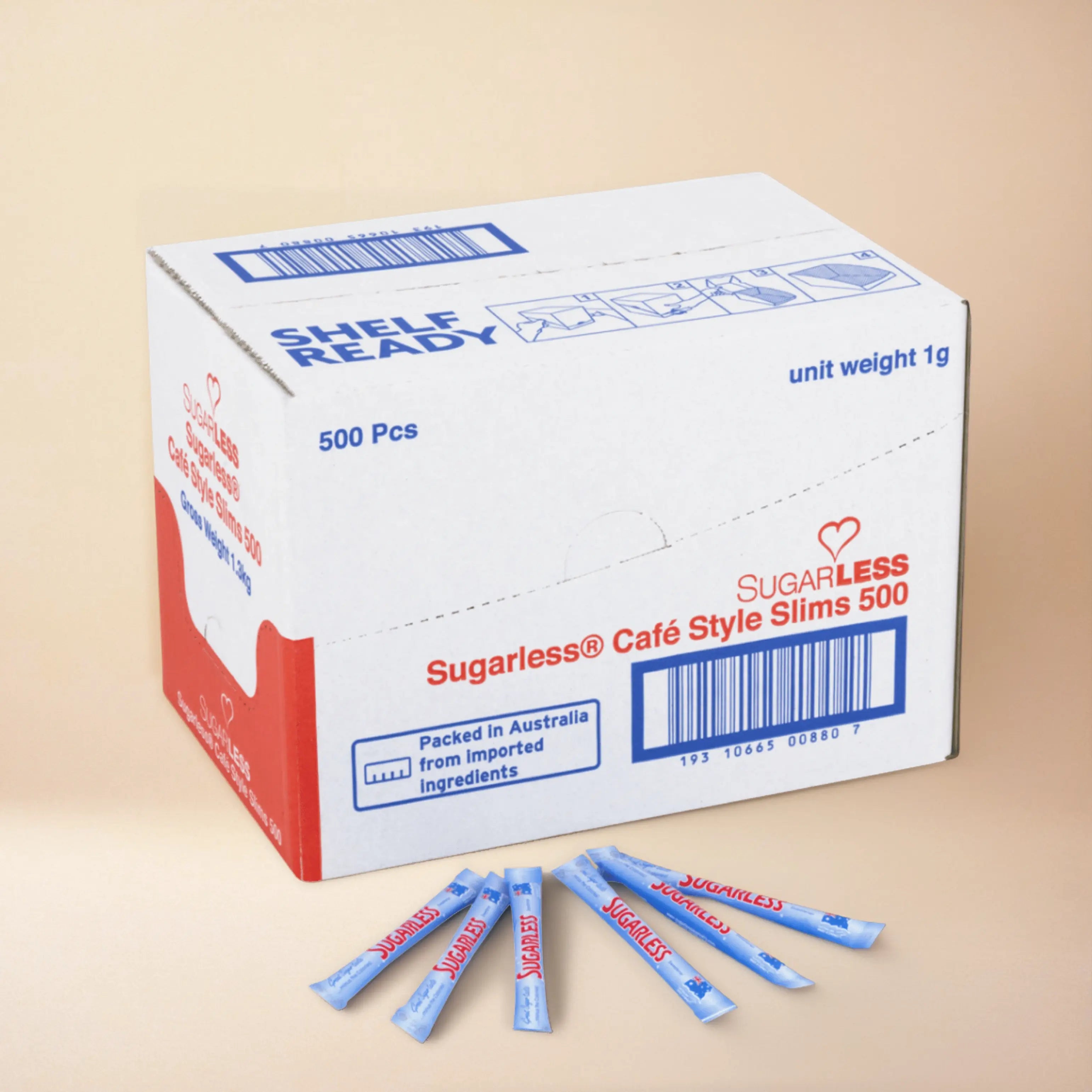 Sugar Free Low-Calorie Sweetener 500 Pack Cafe Sticks – Sugarless Australia